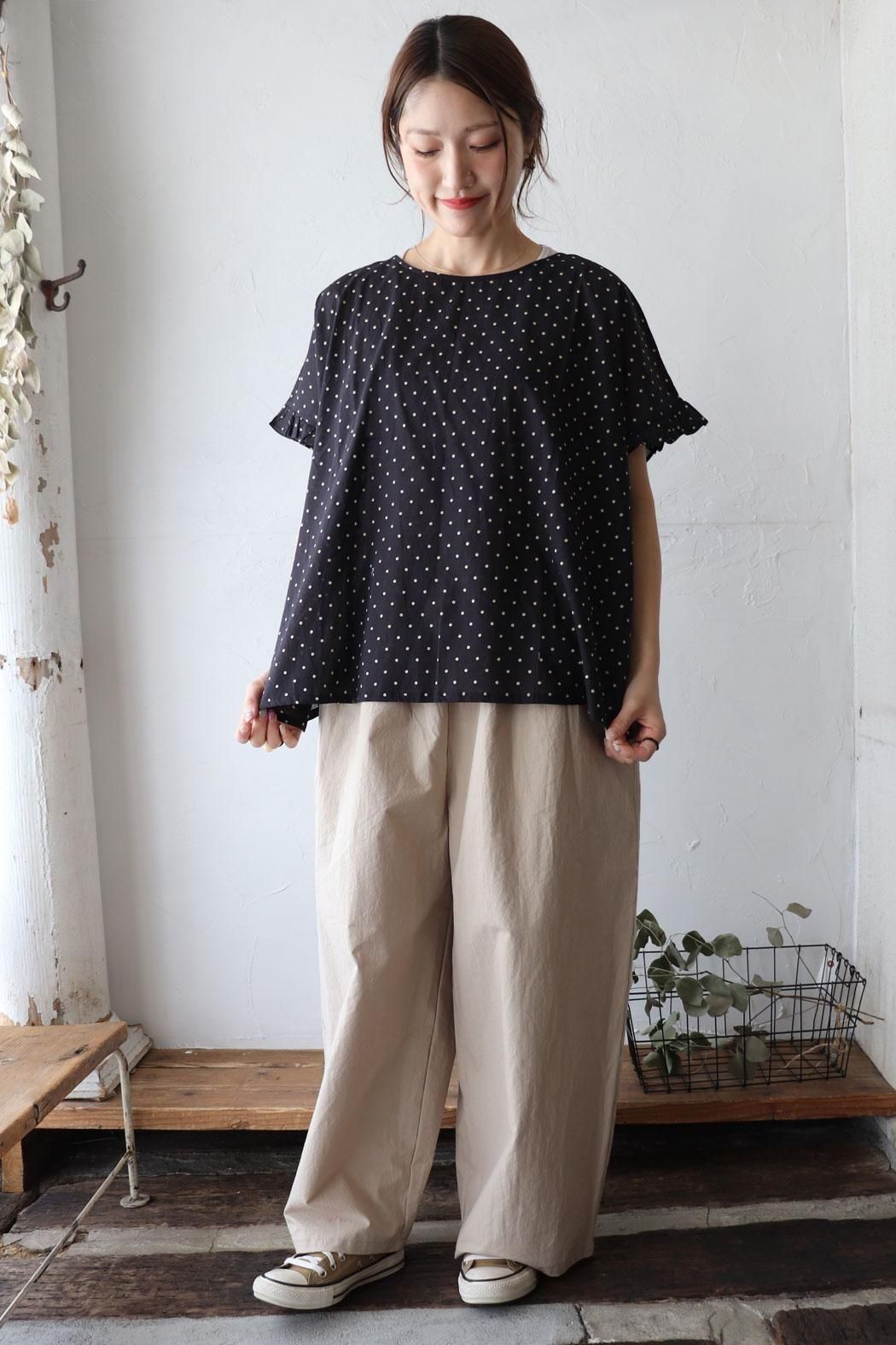 80s COTTON VOILE DOT PRINT GATHERED SMOCK(soil) 80s COTTON VOILE DOT PRINT GATHERED SMOCK(soil)