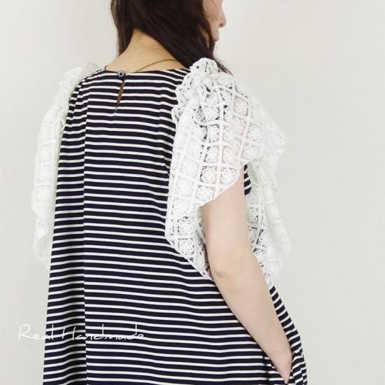 ネイビーボーダー | フリルワンピース - REAL HANDMADE -リアル ネイビーボーダー | フリルワンピース - REAL HANDMADE -リアル