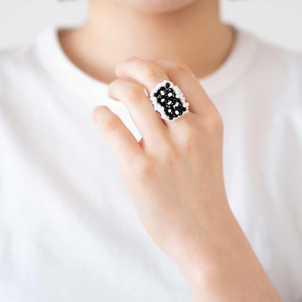 GEM RING WHITE BLACK - designsix ONLINE SHOP GEM RING WHITE BLACK - designsix ONLINE SHOP